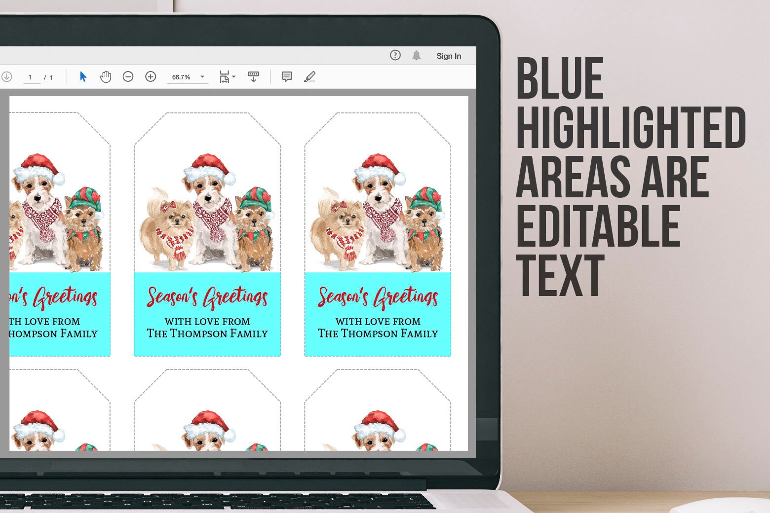 Printable Christmas Tags Christmas Dogs Gift Tags Editable | Etsy