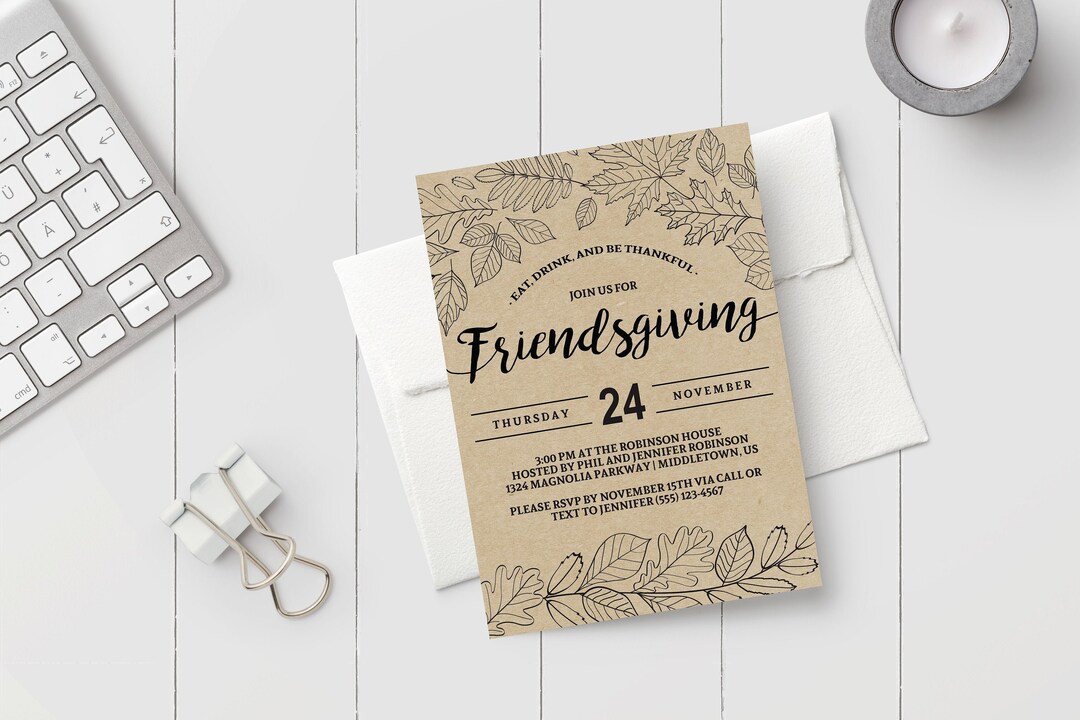 Printable Friendsgiving Invitation BLACK INK ONLY Instant - Etsy
