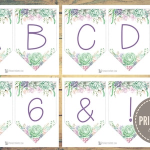 Printable Banner Template Watercolor Succulents Editable - Etsy
