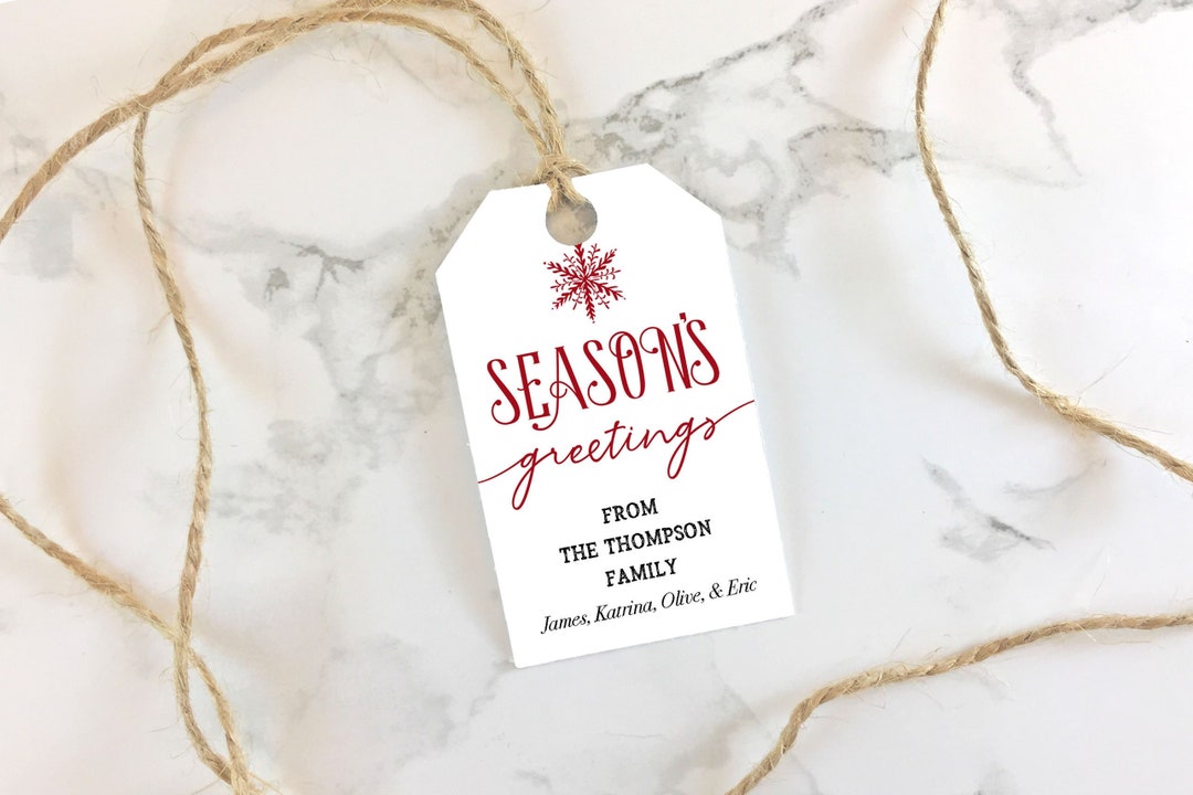 Printable Christmas Tags - Season's Greetings Gift Tags - Editable ...