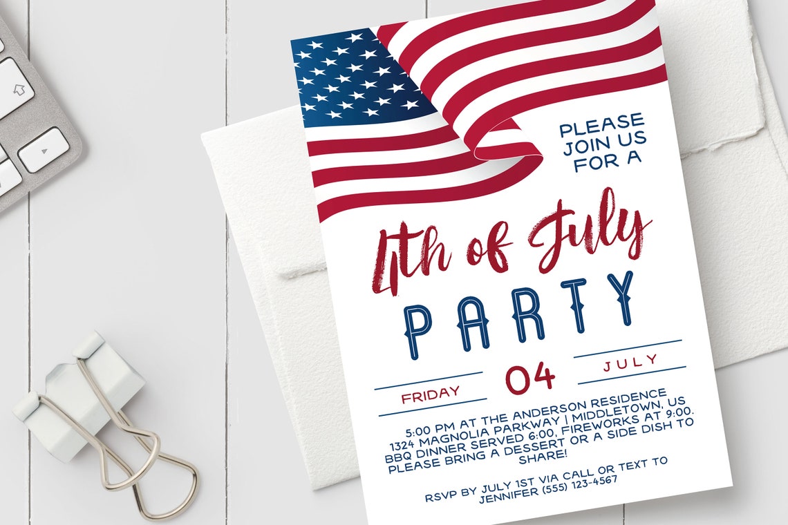 Printable 4th of July Invitation Instant Download Editable - Etsy