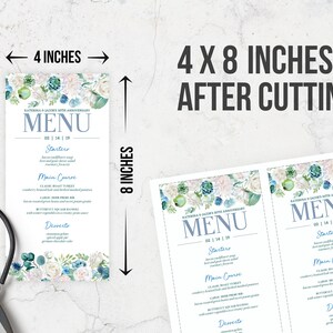 Printable Menu Editable Menu Blue Floral Instant Download | Etsy