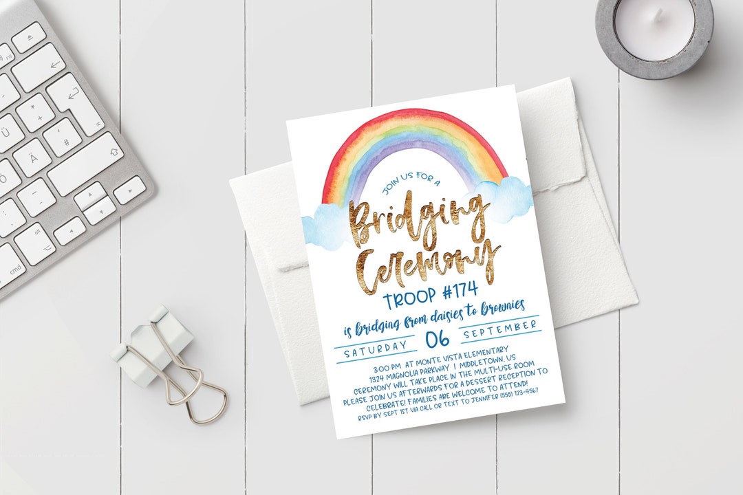 Printable Bridging Ceremony Invitation Rainbow Instant Download ...