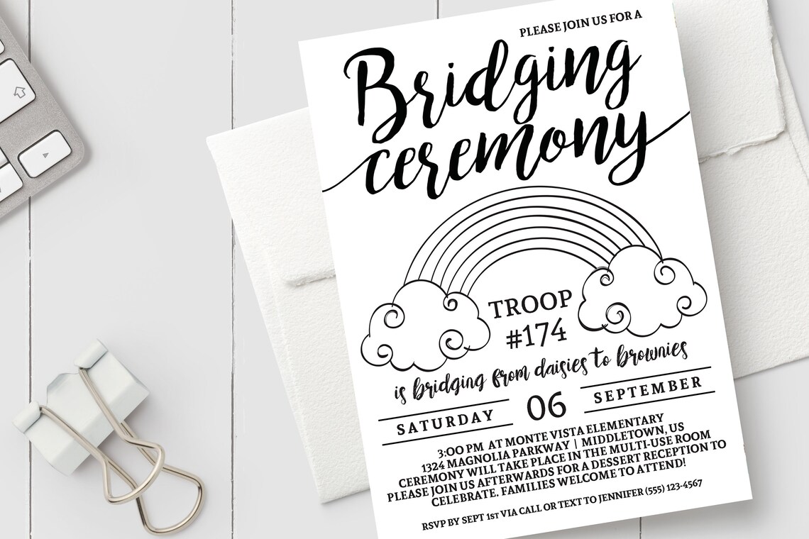 Printable Bridging Ceremony Invitation BLACK INK ONLY | Etsy