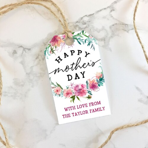 Mother's Day Printable Gift Tags Floral Happy - Etsy