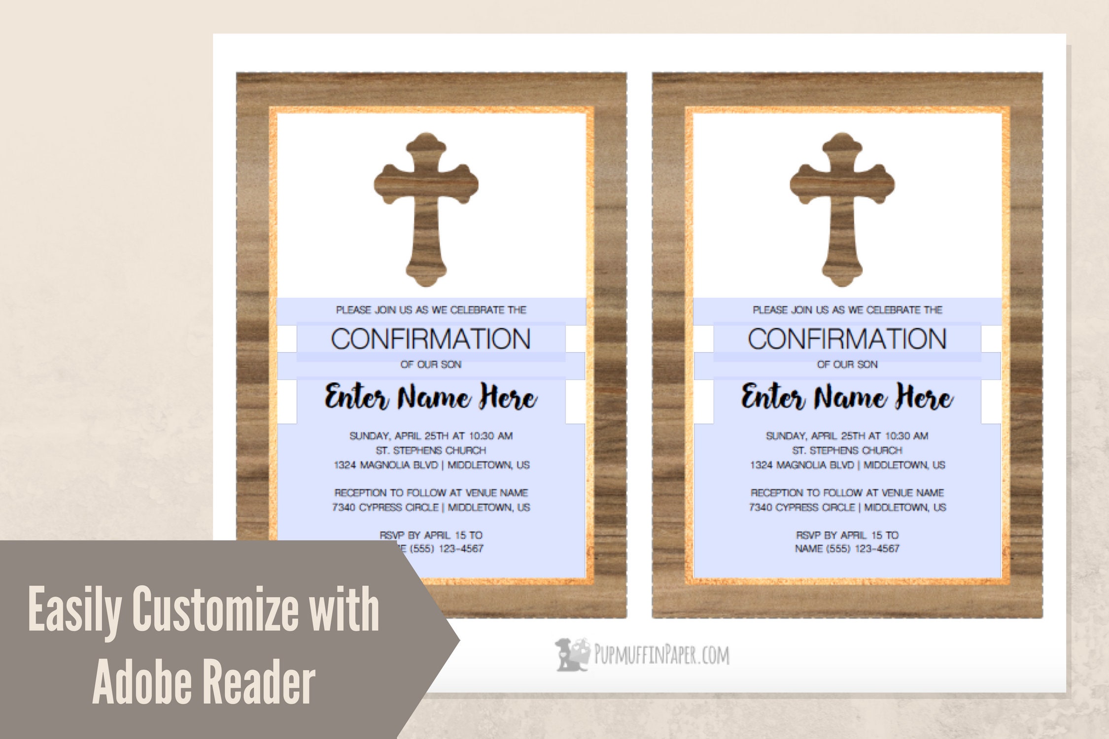 Printable Confirmation Invitation Wood Grain Instant - Etsy