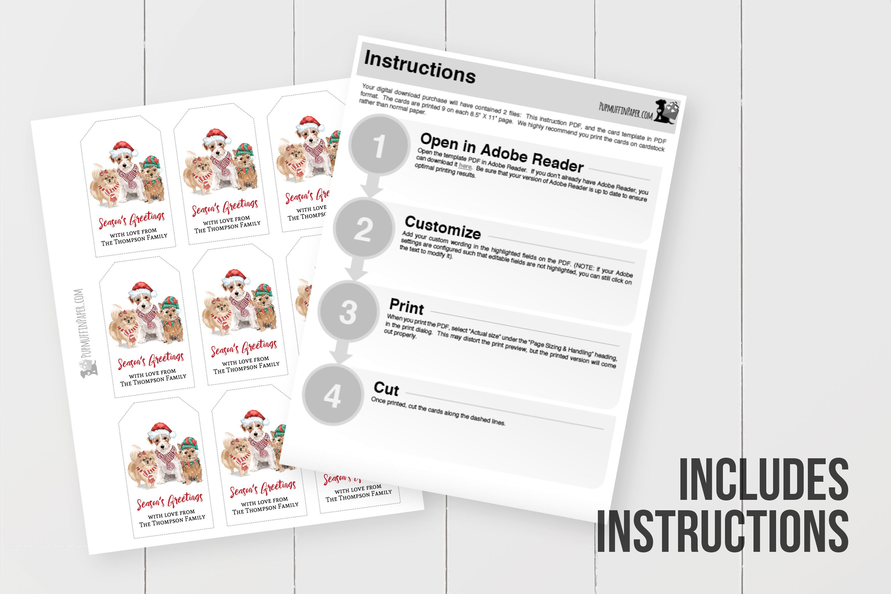 Printable Christmas Tags Christmas Dogs Gift Tags Editable | Etsy