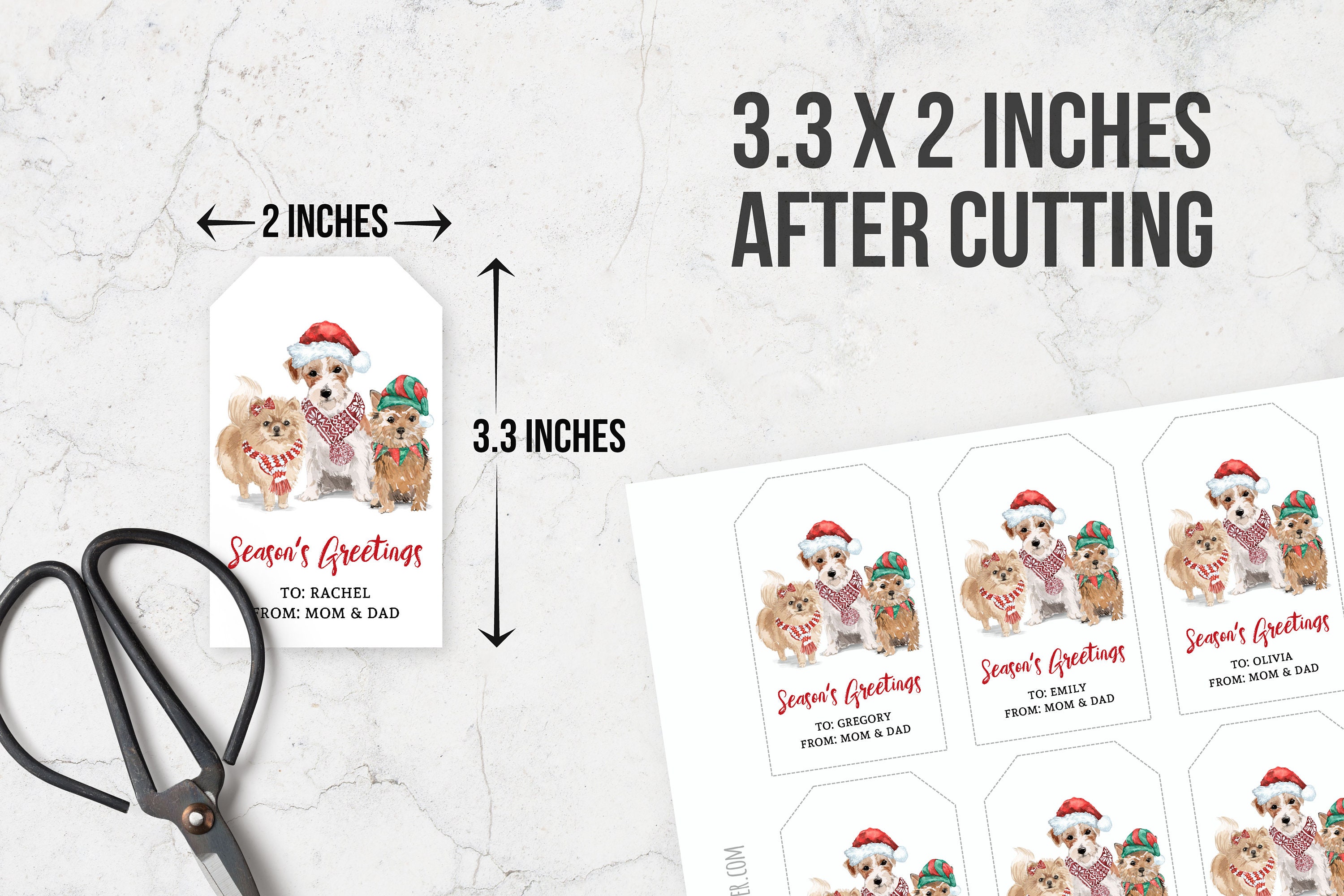 Printable Christmas Tags Christmas Dogs Gift Tags Editable | Etsy