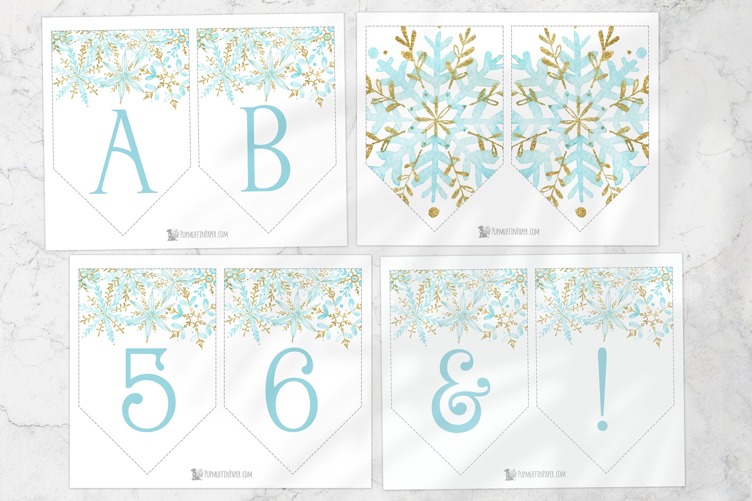Printable Blue Snow Banner Template Editable Banner Flags | Etsy