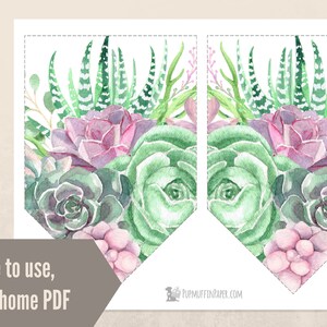 Printable Banner Template Watercolor Succulents Editable - Etsy