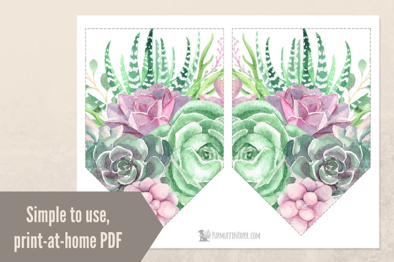 Printable Banner Template Watercolor Succulents Editable - Etsy