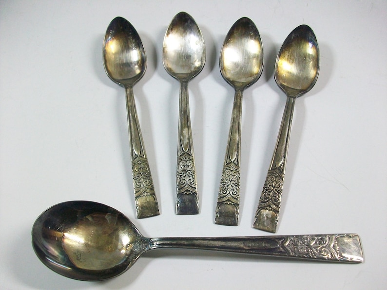 Vintage DS Silverplate Spoons Scroll DS Diamond Plate Spoons - Etsy