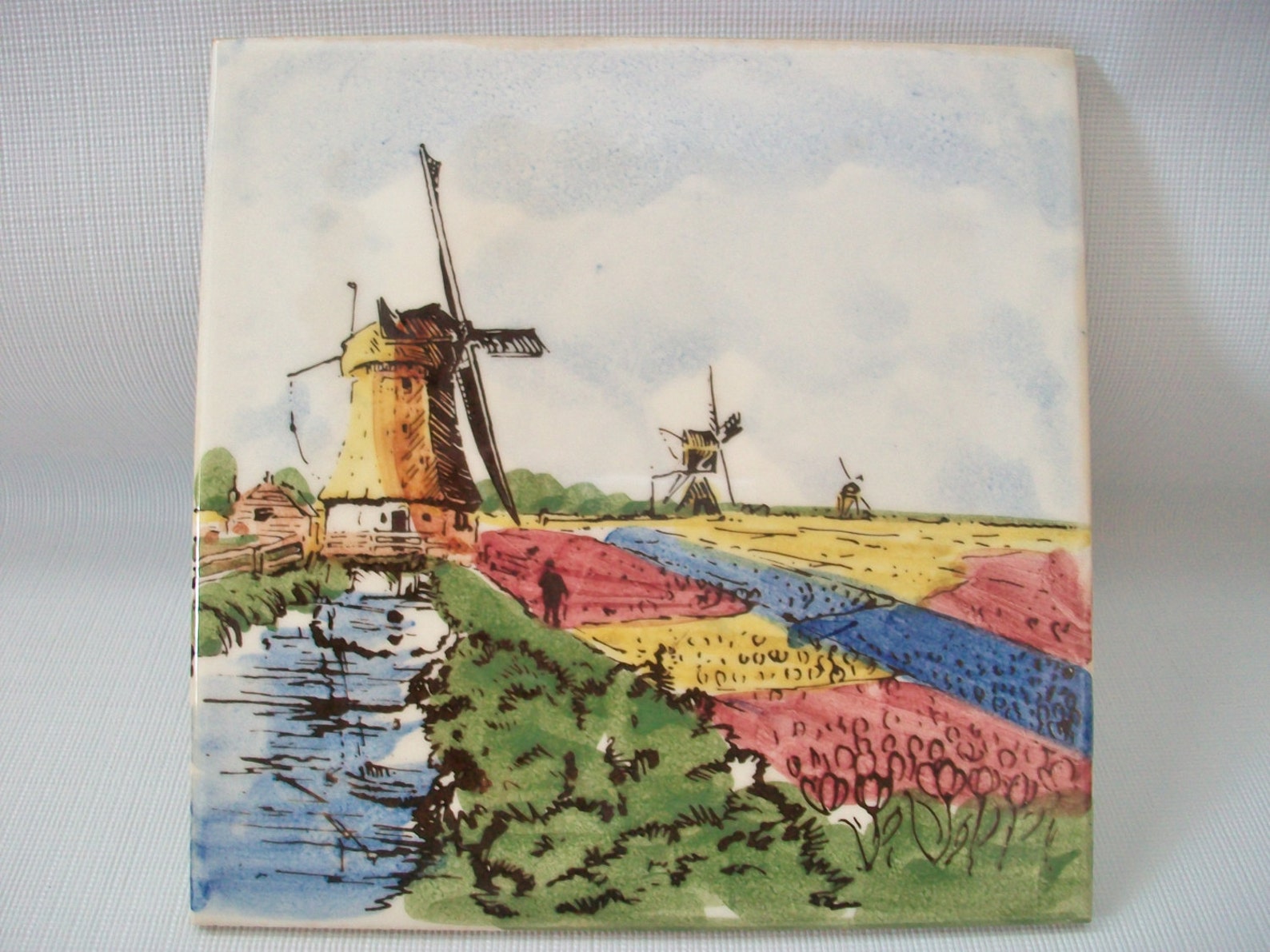 Delft Windmill Tile Trivets Vintage Village Countryside Hot | Etsy