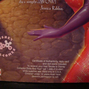 Disney Collector Doll, Jessica Rabbit Who Framed Roger Rabbit, SE, 2000 ...