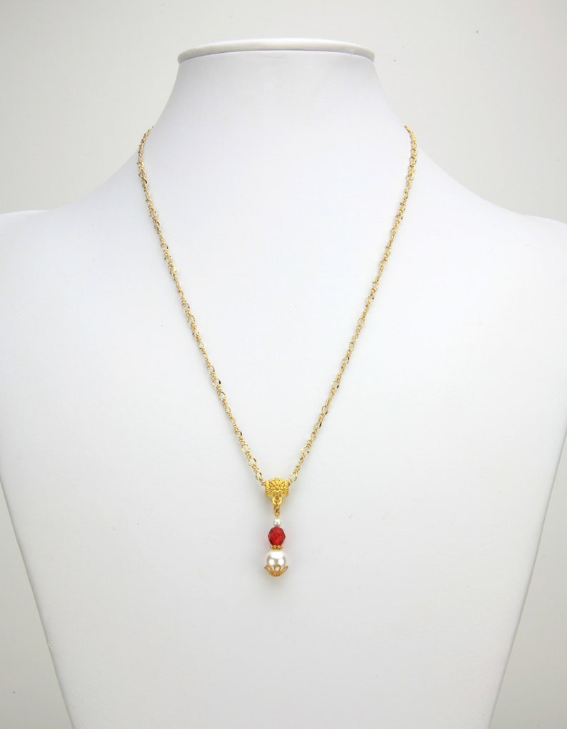 Gold July Light Siam Birthstone Pendant - Etsy