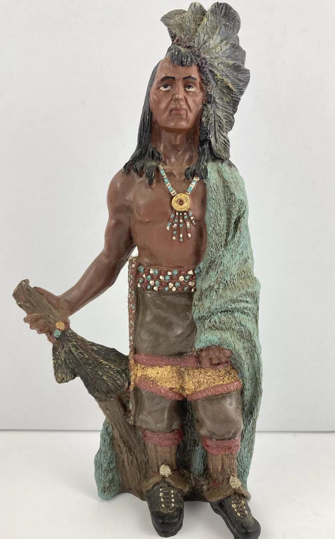 Native American Indian Chief Warrior Carved Resin Statue Figurine - Etsy