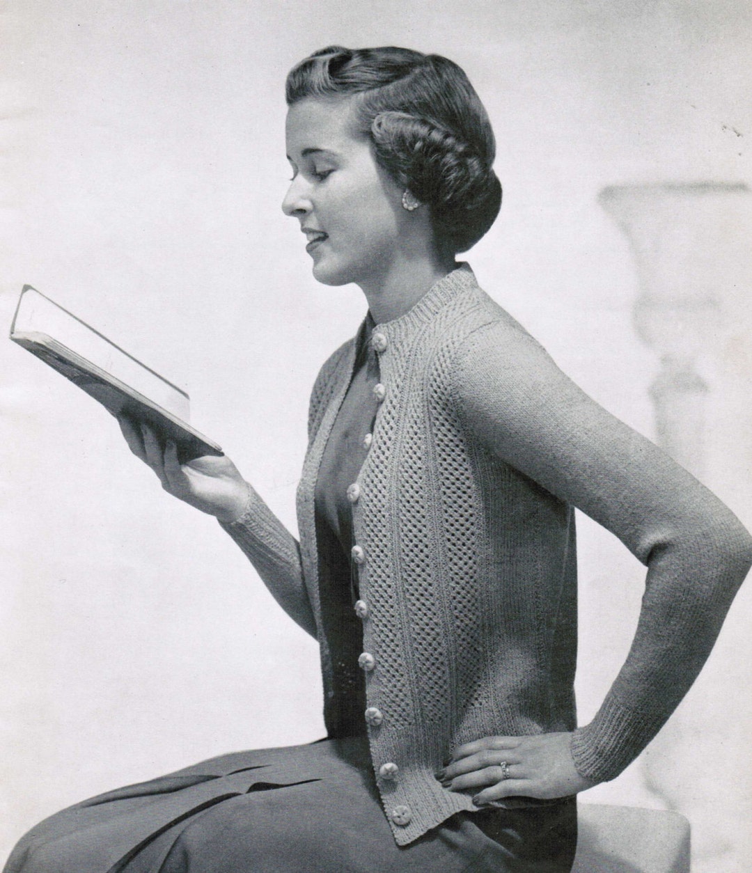 Classic Lattice Cardigan Pattern PDF / Mad Men Vintage Sweater Patterns ...