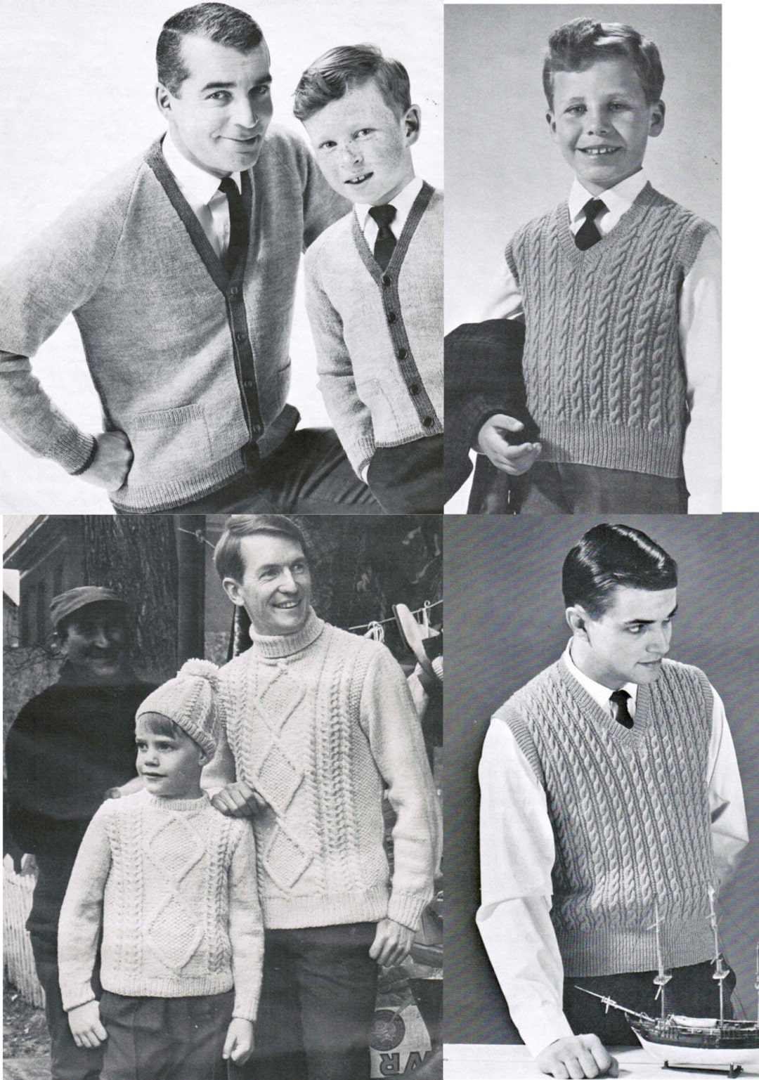 Fathers and Sons Matching Knitting Patterns set of 4 Patterns / Knitted ...