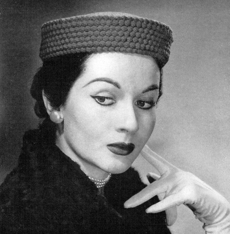 Women's Crocheted Pill Box Hat Pattern PDF Instant Download / Vintage ...