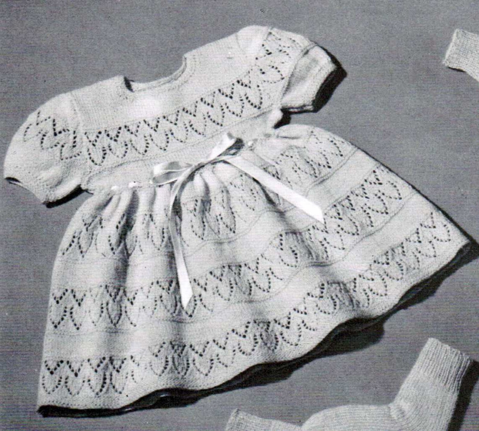 Baby Knitted Lace Dress PDF Pattern / 9 to 12 Month / Knitted Baby ...