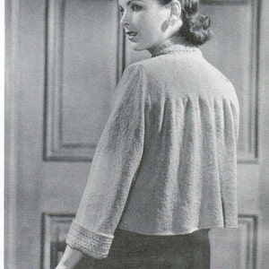 Women's Cropped Jacket With Ripple Back Knitting Pattern PDF / Vintage ...