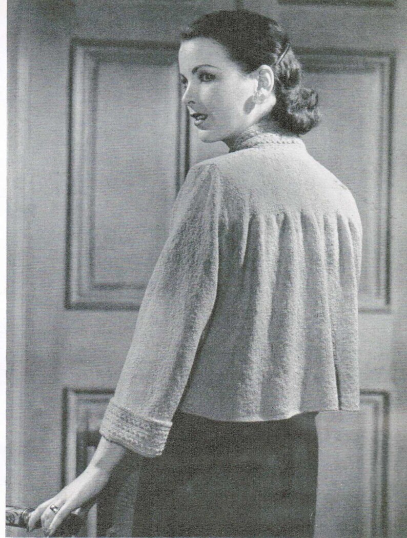 Women's Cropped Jacket With Ripple Back Knitting Pattern PDF / Vintage ...