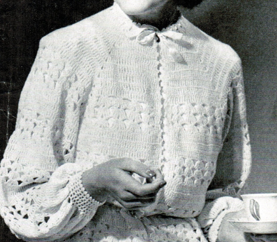 Women's Lace Bed Jacket Crochet Pattern PDF / Mad Men - Etsy