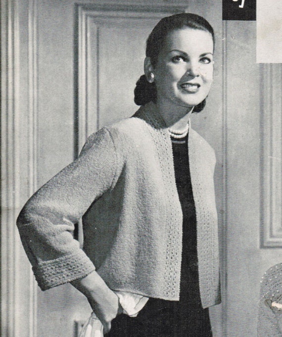 Women's Cropped Jacket With Ripple Back Knitting Pattern | Etsy