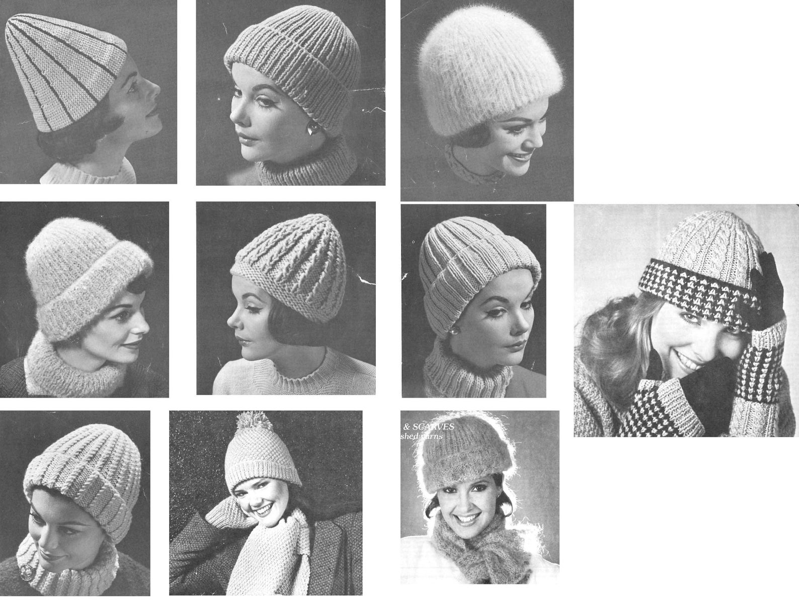 Vintage Knitted Women's Hat Patterns PDF / 8 Hat Patterns - Etsy