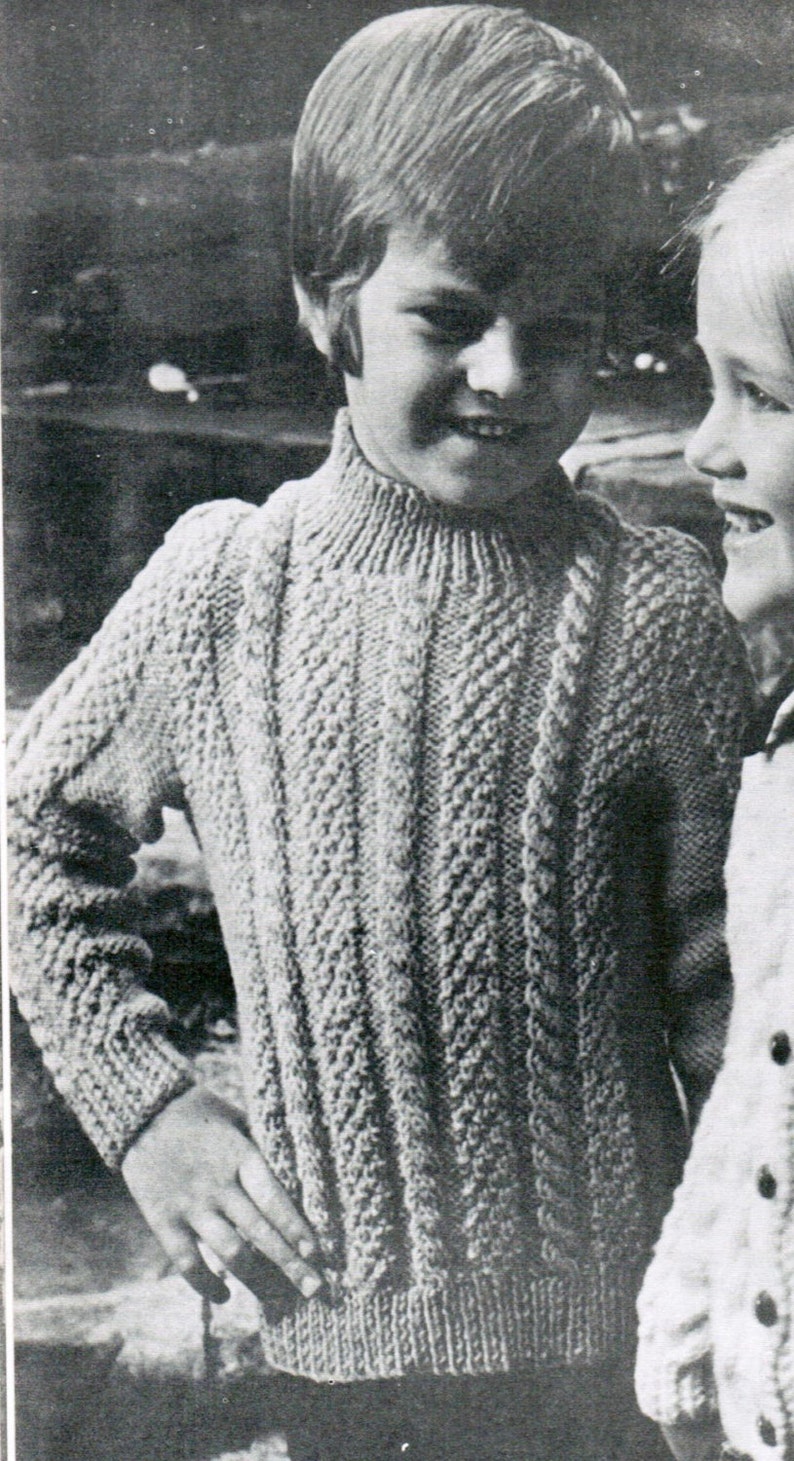 Children's Arran Pullover Knitting Pattern PDF / Sizes 4 6 8 10 ...