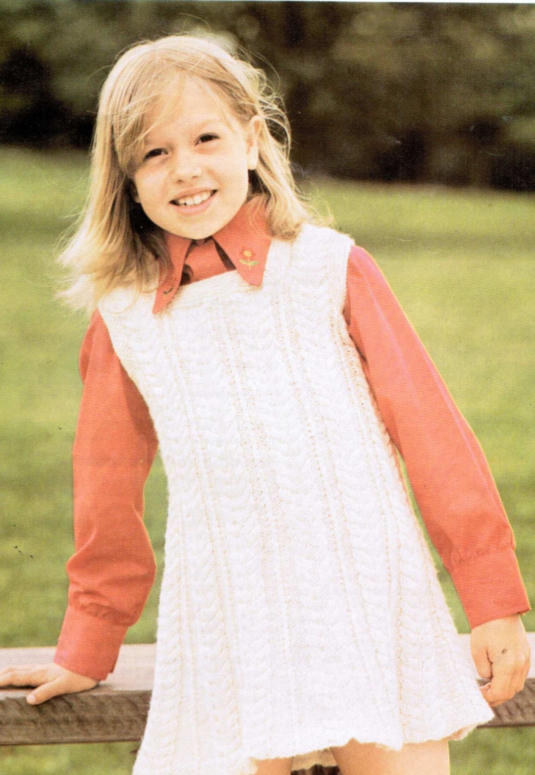 Aran Girl's Pinafore Dress Knitting Pattern PDF / 22 24 26 28 30 32 ...