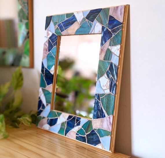 Rustic Coastal Mirror Stained Glass Mosaic Nautical Mirror - Etsy