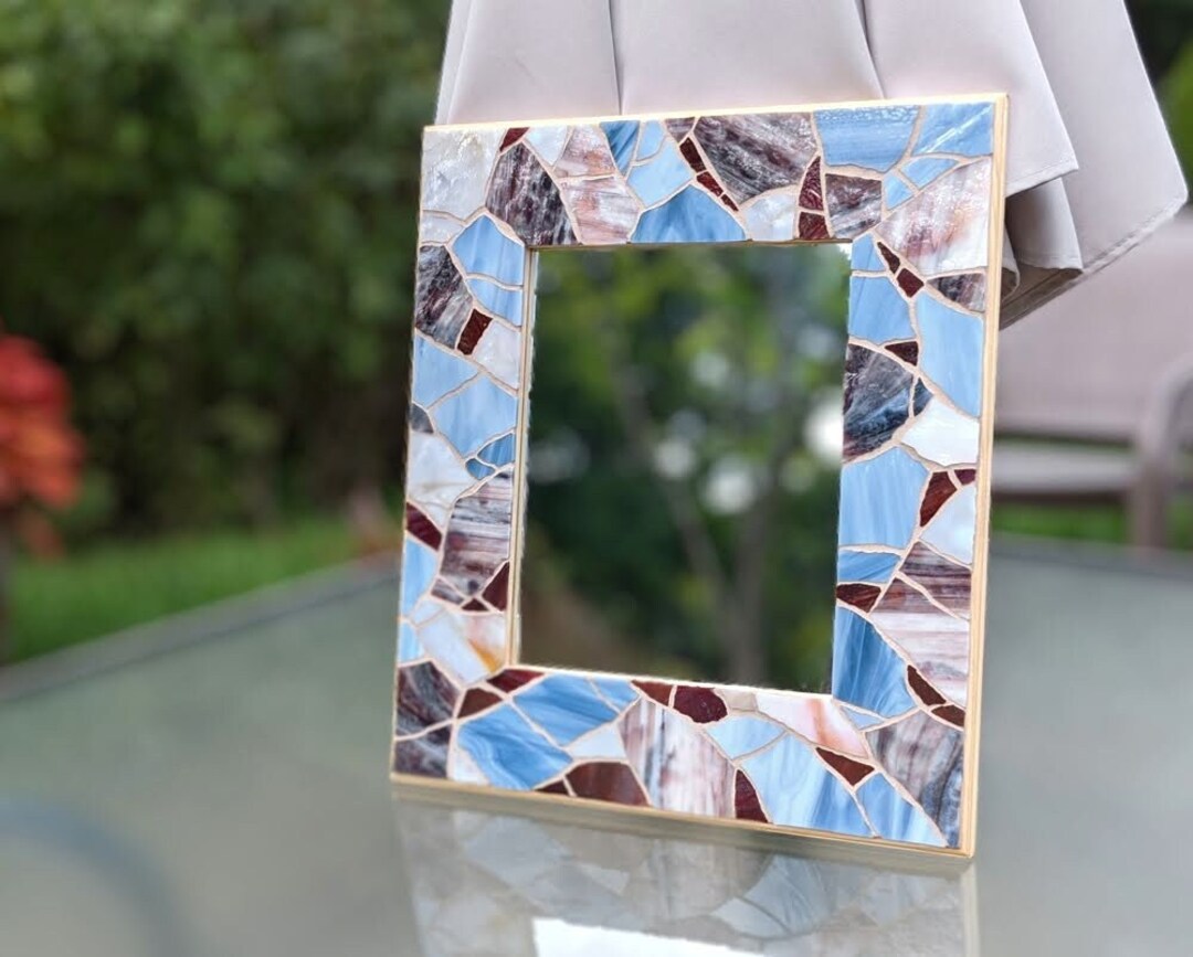Rustic Coastal Mirror Stained Glass Mosaic Nautical Mirror - Etsy