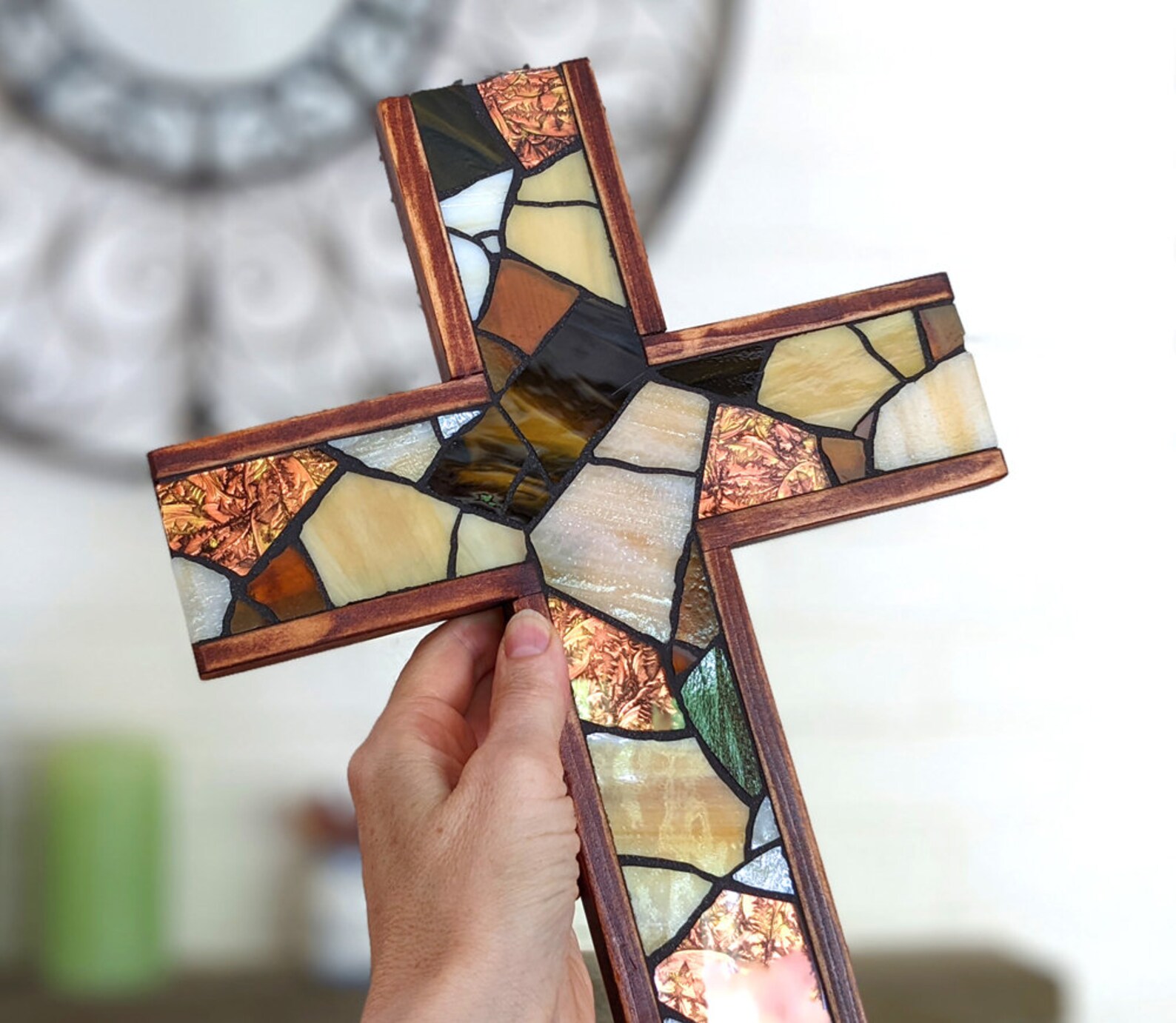 Handmade Wooden Cross Wall Hanging Rustic Purple Stained - Etsy