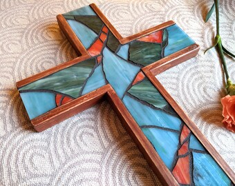 Blue Glass Wall Cross - Etsy