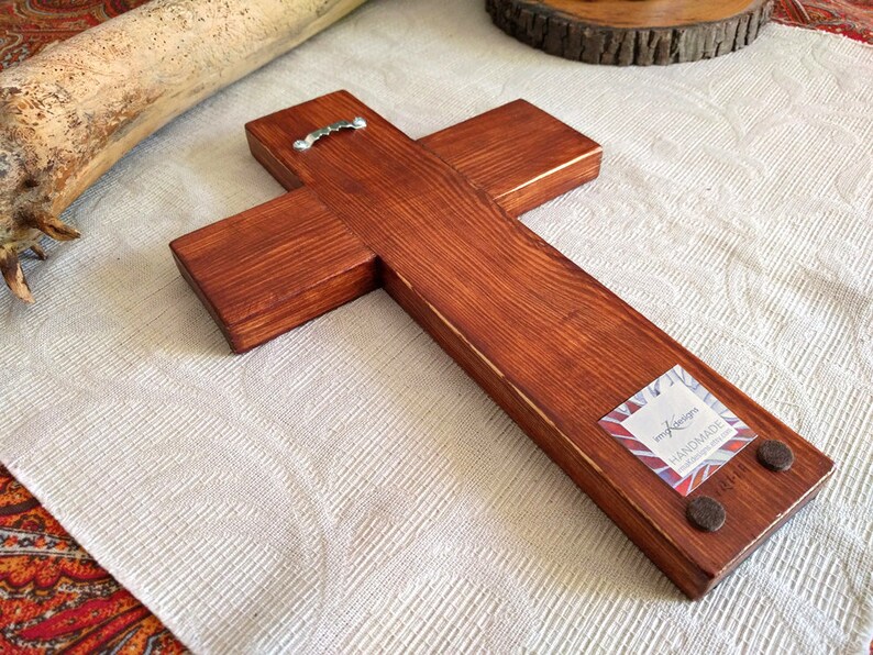 Handmade Wooden Cross Wall Hanging Rustic Purple Stained - Etsy