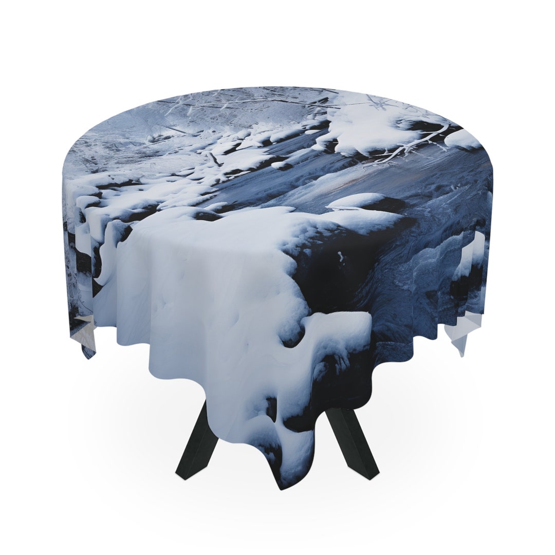 Christmas Snowy Creek Winter Square Tablecloth - Etsy