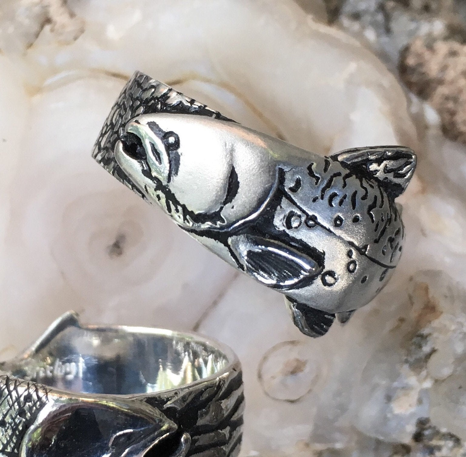 Brook Trout Fish Ring in Silver | Etsy