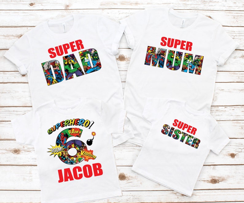Superhero Family Shirts Birthday Tshirt Family Superhero - Etsy