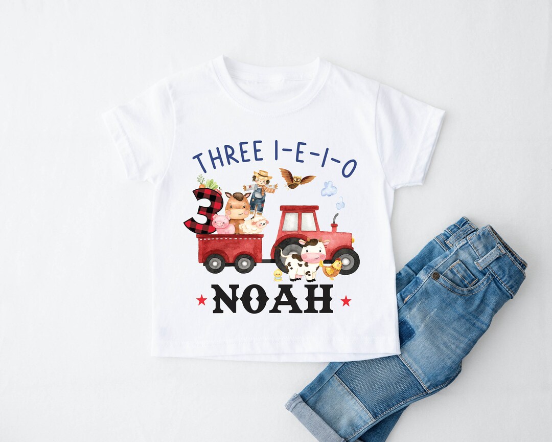 Three I-e-i-o Birthday Shirt 3rd Birthday Shirt Farm Tractor - Etsy