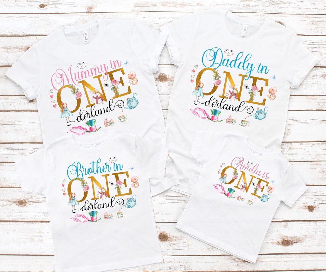 Alice in Onederland Birthday Family Shirts, Daddy and Me, Alice in ...