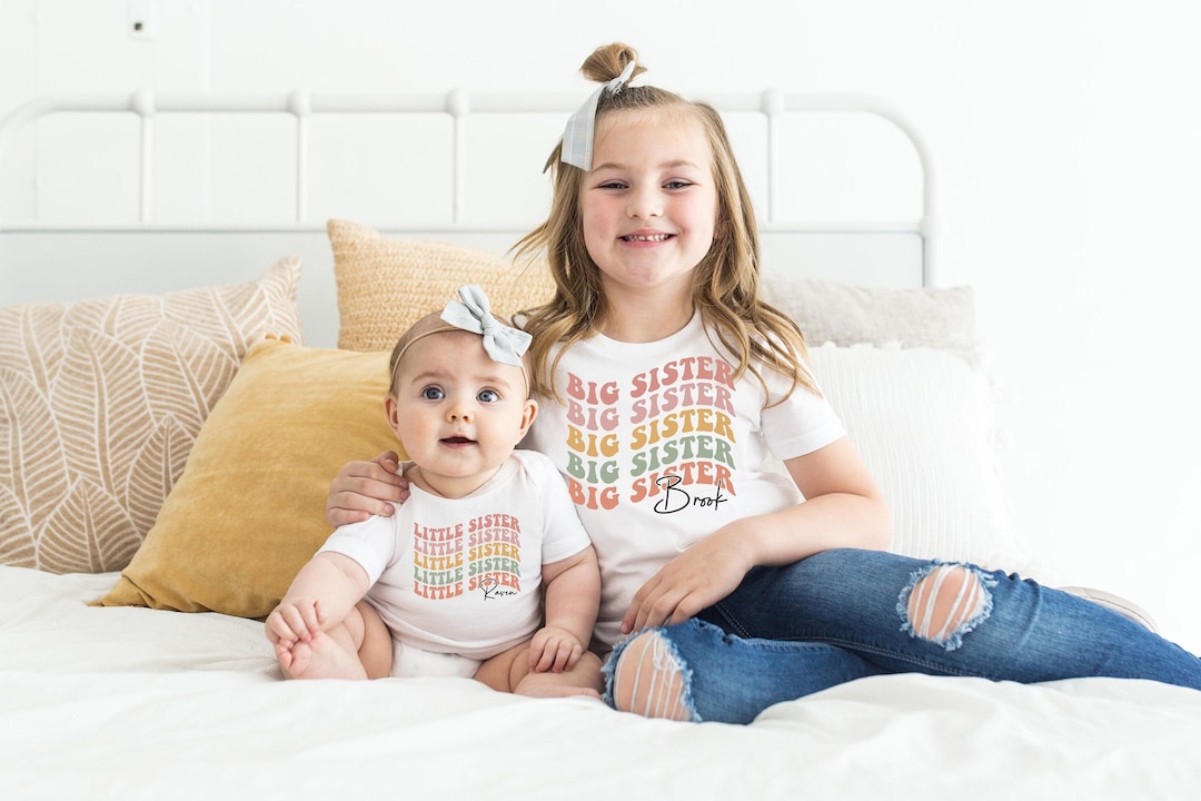 Retro Sibling Matching Outfits: Personalized Big Sister T-shirt ...