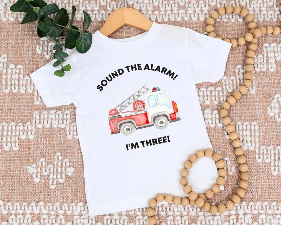 Firetruck Birthday Shirt Firefighter Party Sound the Alarm - Etsy