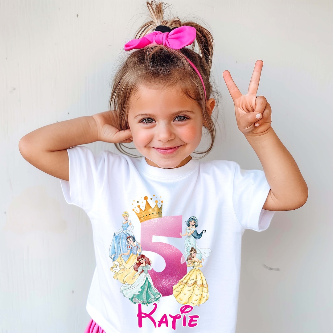 Magical Princess Party Shirt - Personalised Birthday Shirt for Girls, Custom Name, Kids Birthday ...