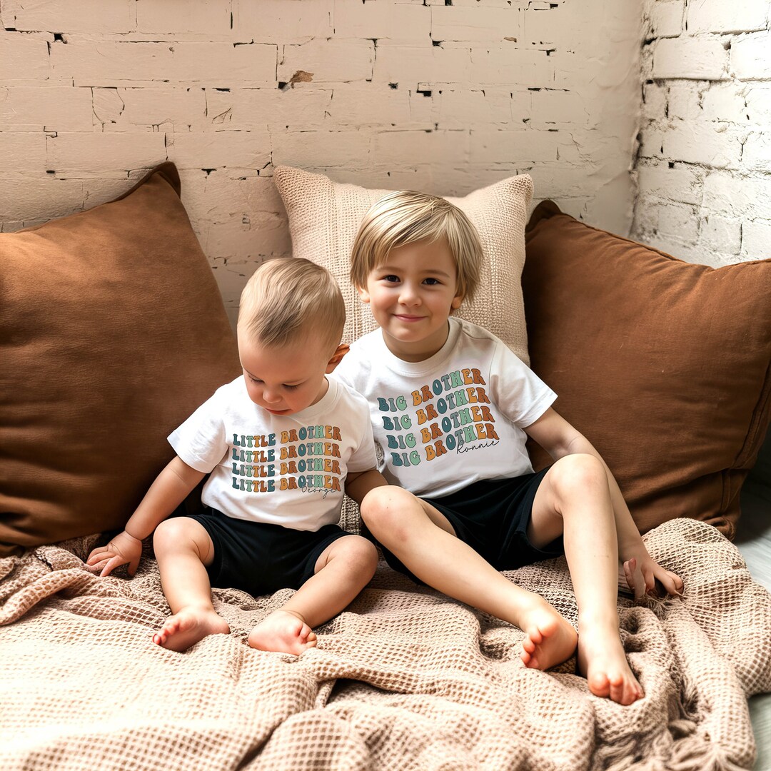 Matching Retro Sibling Outfits: Personalized Big Sister T-shirt ...