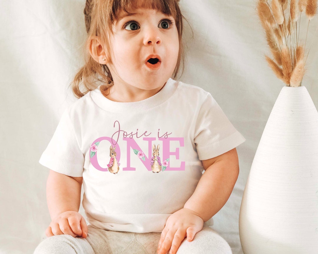 Flopsy Bunny Pink and Flowers One Birthday Outfit With Headband and ...