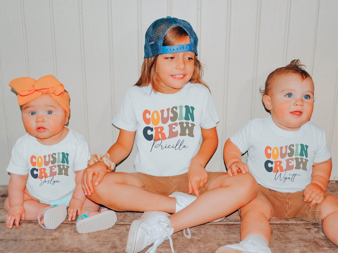 Custom Retro Cousin Crew Kids Shirts - Personalised Groovy Matching ...