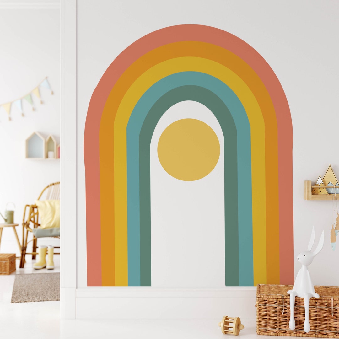 Rainbow Wall Decal, Retro Rainbow Wall Sticker, Cute Rainbow Wallpaper ...