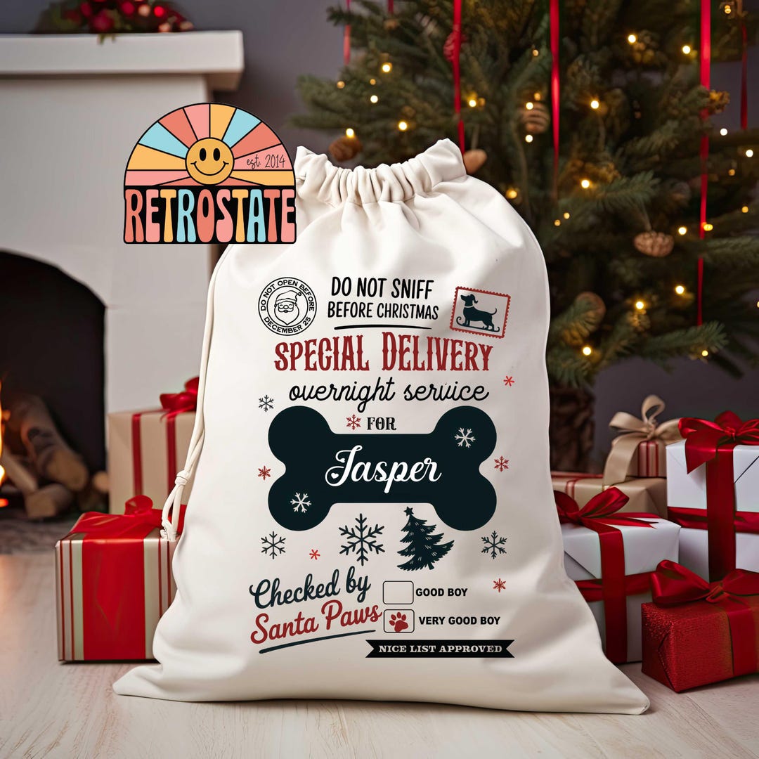 Personalised Pet Christmas Sack – Custom Santa Bag for Dogs - Etsy UK