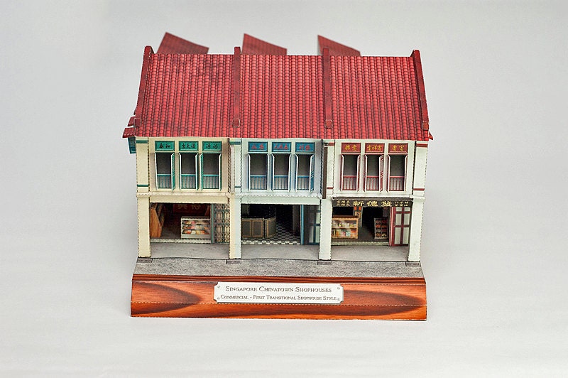 DIY 3D Paper Model - Singapore Chinatown Shophouse Kit 2 - Etsy